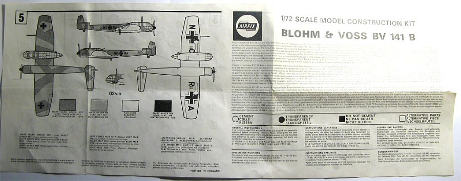 Blohm&Voss BV141B Airfix 1/72 — Каропка.ру — стендовые модели, военная ...